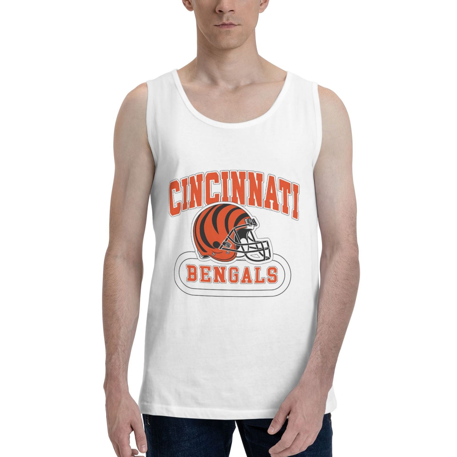 Bengals Men's Tank Top Shirt Cotton Summer Sleeveless Football Team Fan ...