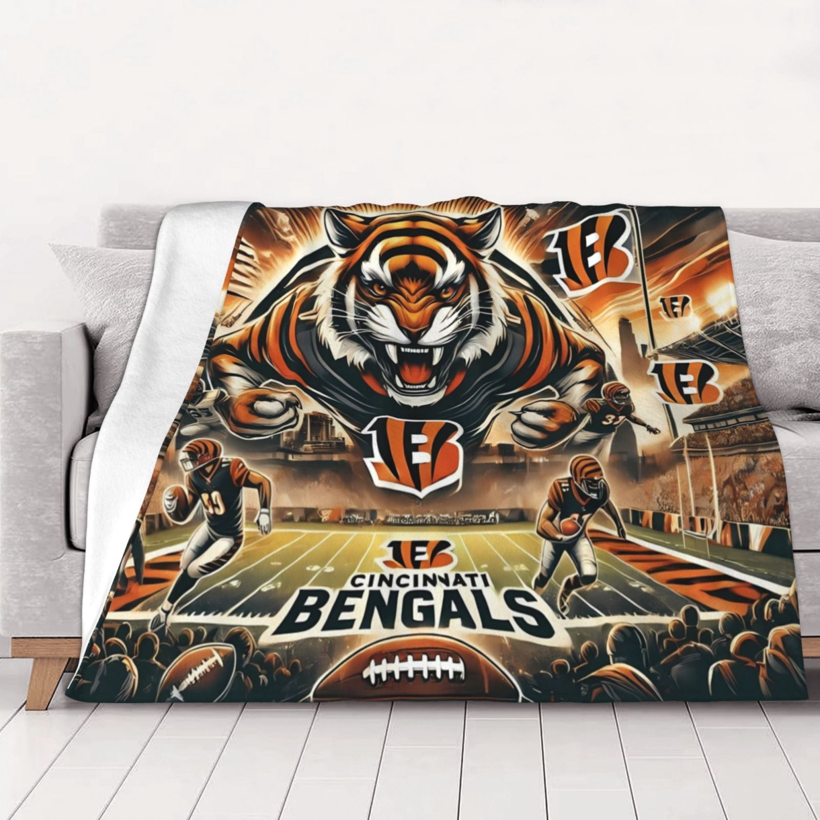 Bengals Sports Theme Blanket Super Soft Flannel Blanket Light Warm ...