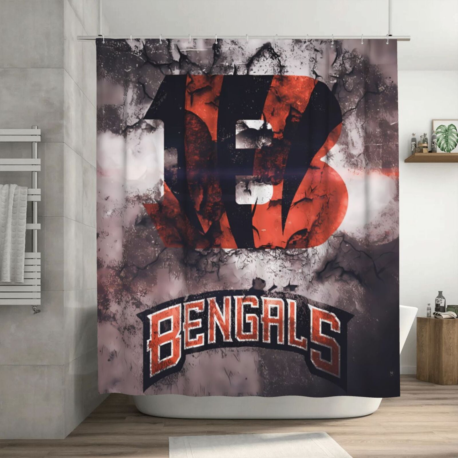 Bengals Team Waterproof Bathroom Shower Curtain 72x72in High ...