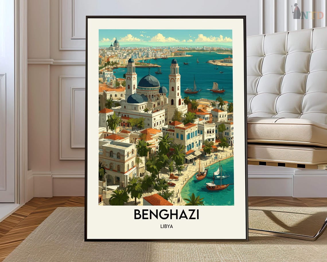 Benghazi Libya City Map Wall Art Travel Decor Photo Print Unframed ...