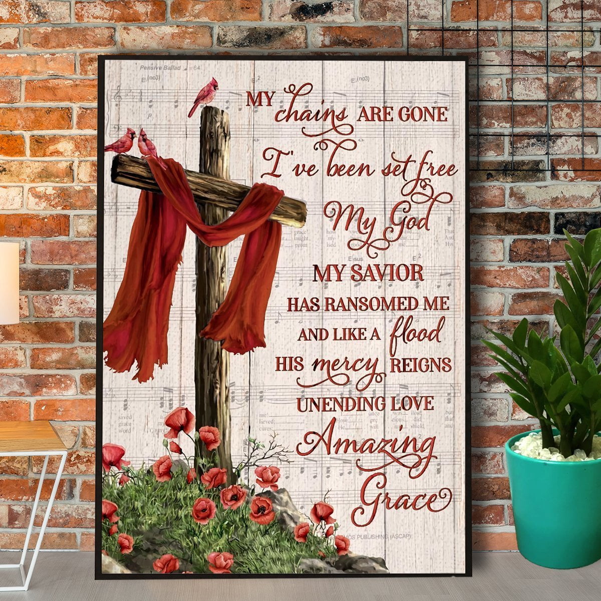 Benicee Cardinal Amazing Grace Red Cross Ver 2 Wall Art Satin Poster ...