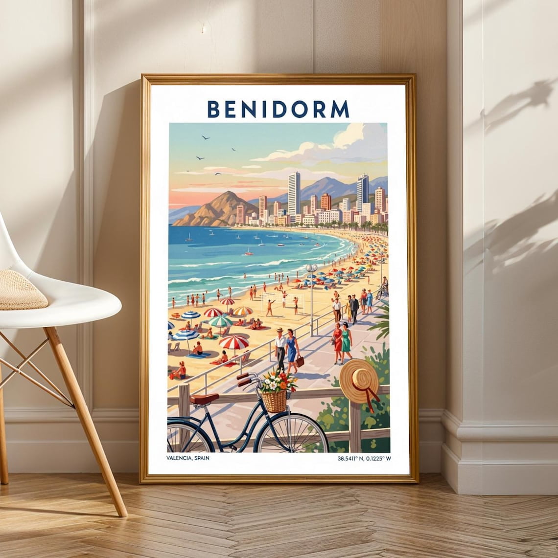 Benidorm Beach Vintage Travel Poster: Retro Spanish Coastal Art ...