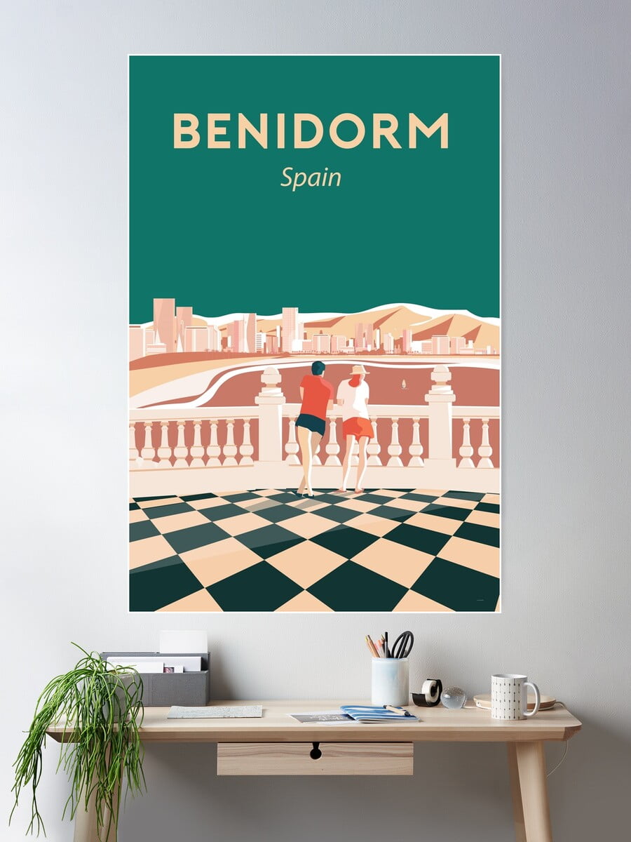 Benidorm Espana Benidorm Spain, Travel Poster Skyline Poster Wall Art ...