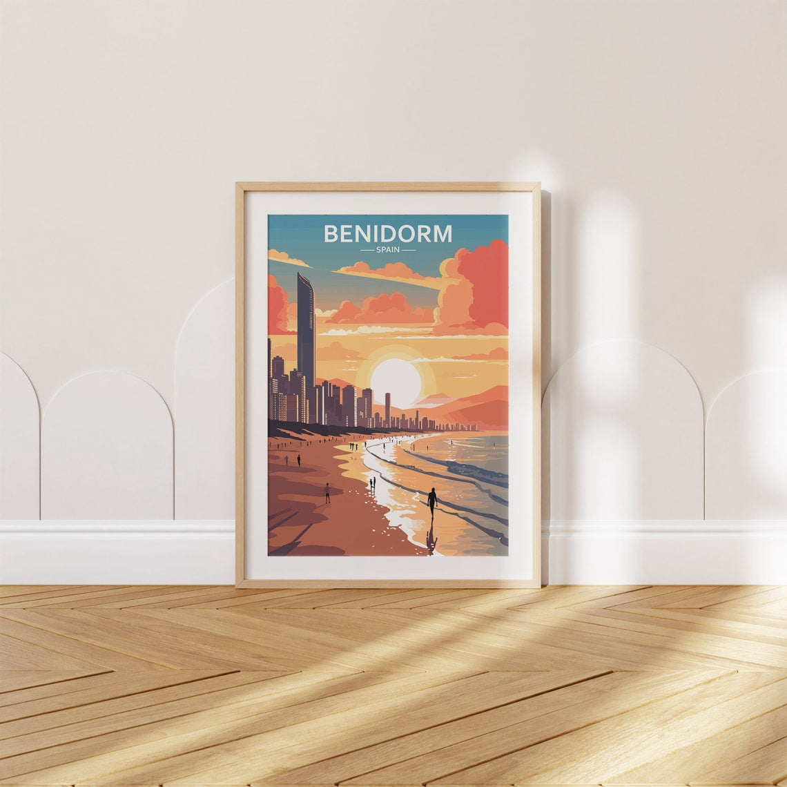 Benidorm Poster Spain Scenic Coastal Wall Art Decor, Unframed Canvas ...