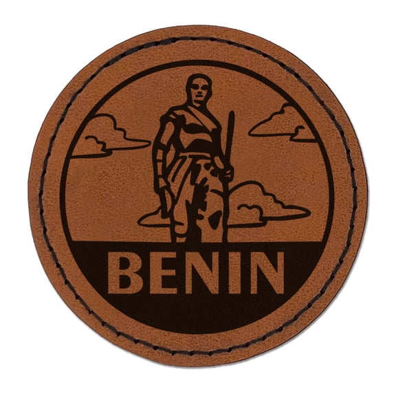 Benin Amazon Statue Country Destination Travel Landmark Round Iron-On ...