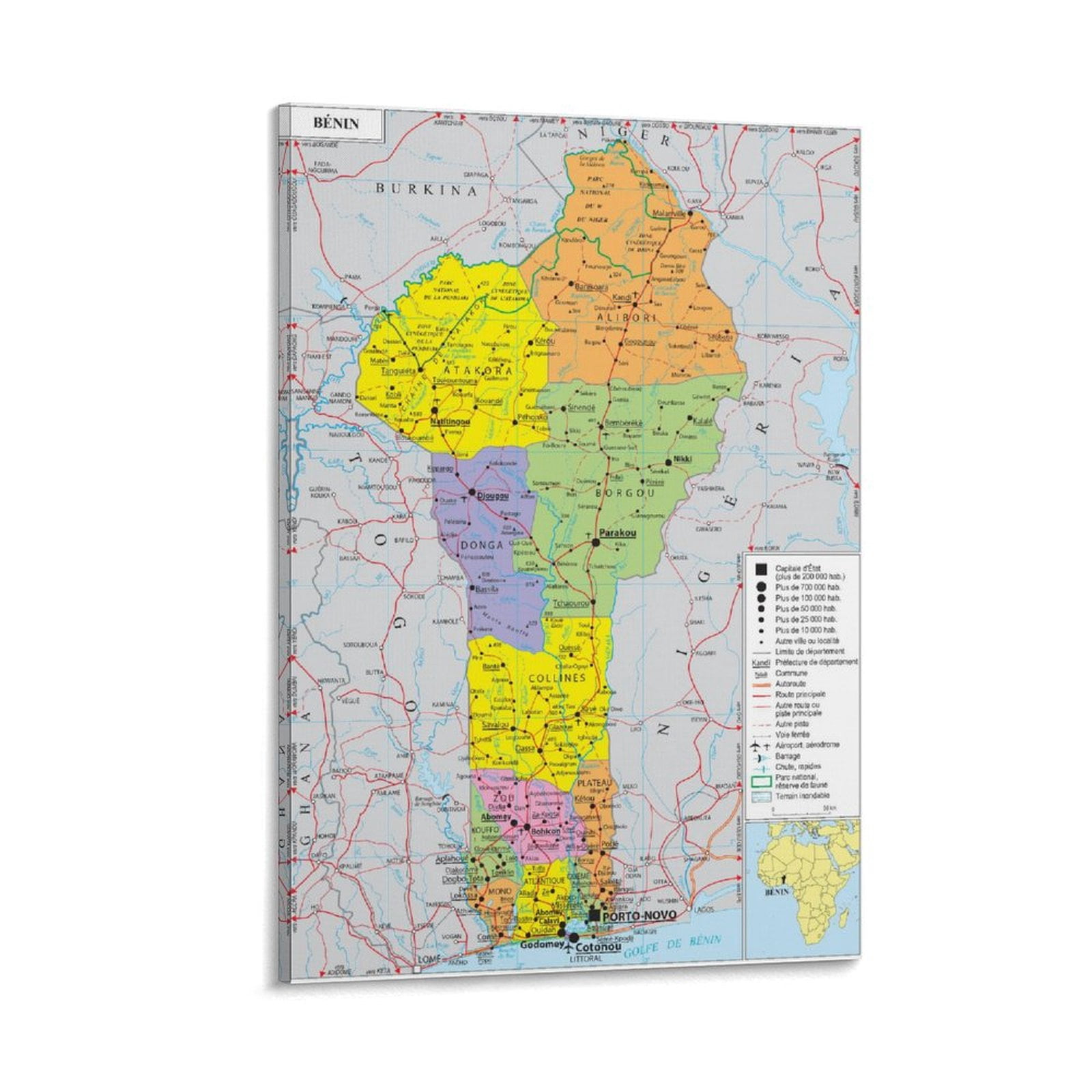 Benin Map Posters Painting On Canvas Wall Art Poster Scroll Picture ...