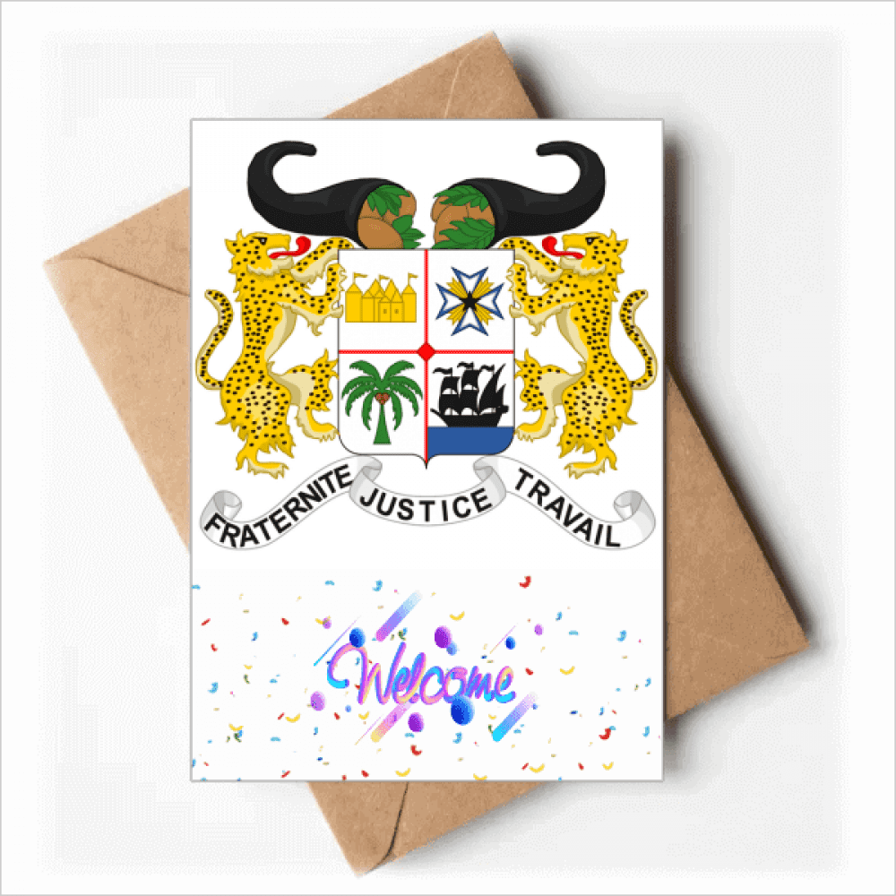 Benin National Emblem Country Welcome Back Greeting Cards Envelopes ...