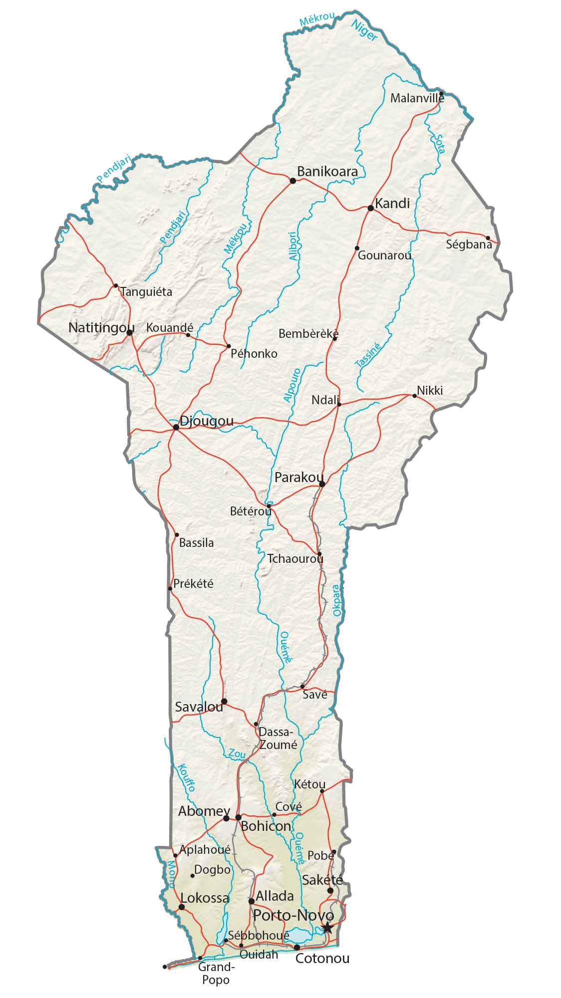 Benin Physical Map GLOSSY POSTER PICTURE PHOTO PRINT BANNER ...