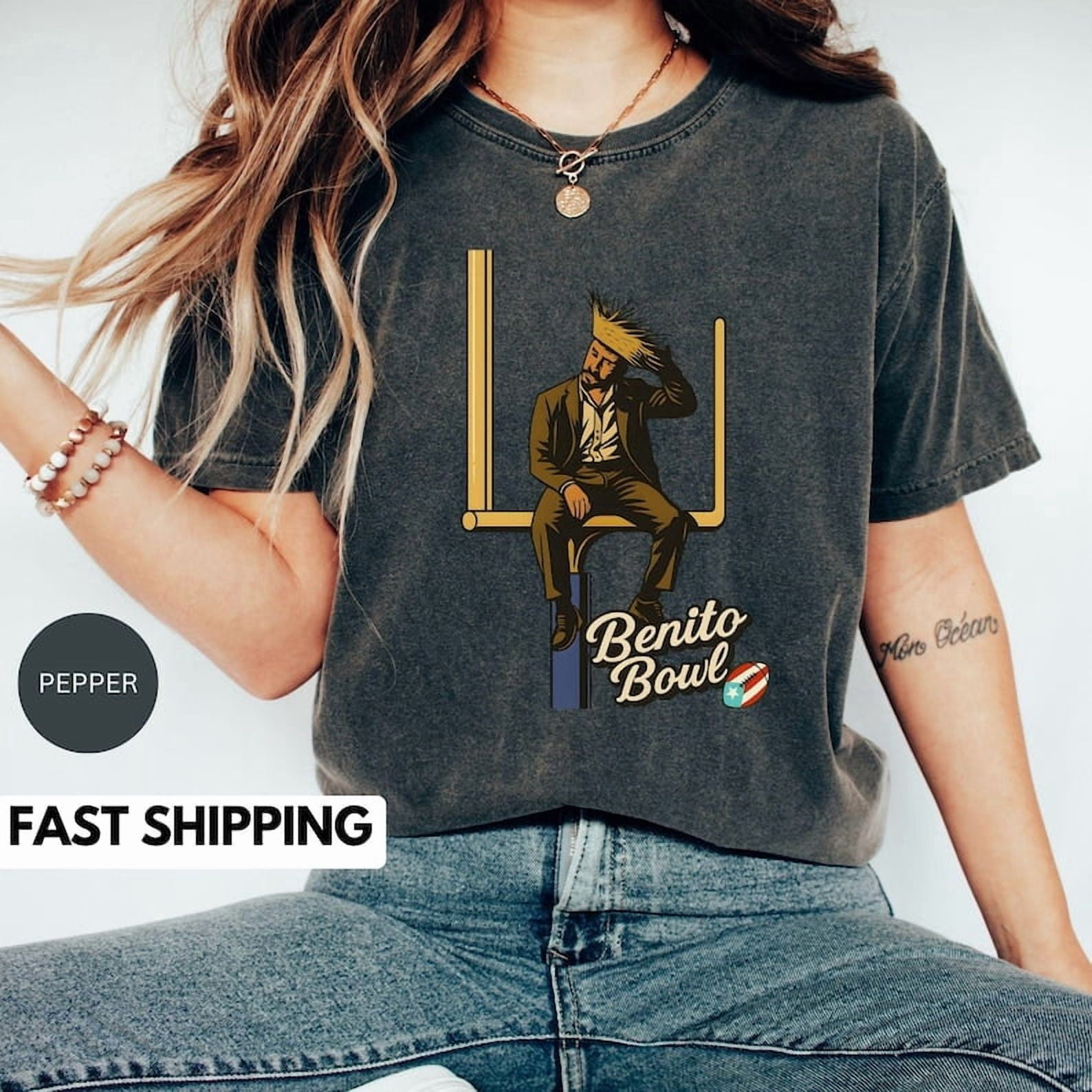 Benito Bowl Bad Bunny Graphic Tee Game Day , Comfort Colors Unisex ...