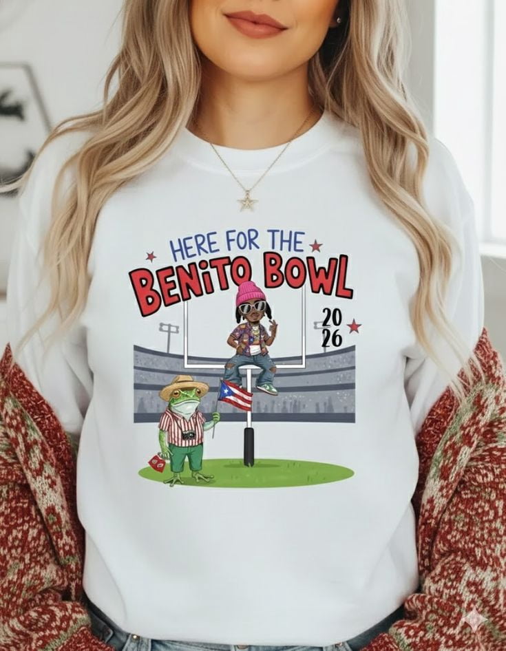 Benito Bowl Super Bowl 2026 Graphic Sweatshirt, Puerto Rico Coqui Frog ...