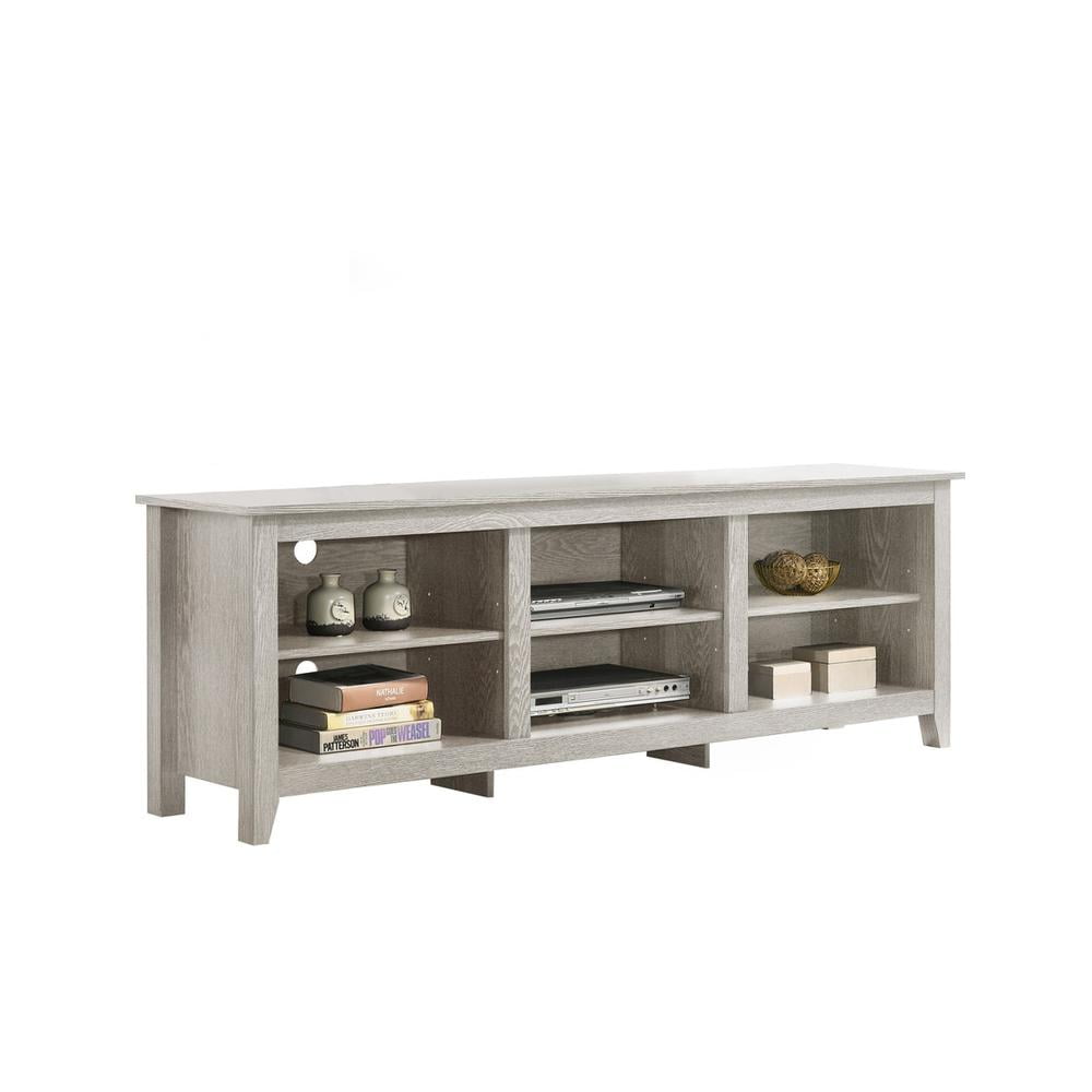 Lilola Home Benito Dusty Gray 70" Wide TV Stand with Open Shelves and ...