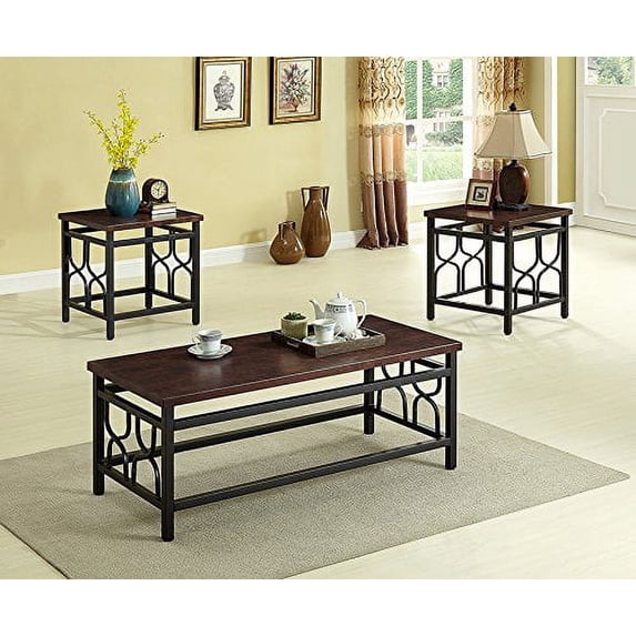 Benjamin 3-Pc Rich Brown Wood Coffee Table Set by Crown Mark - Walmart.com