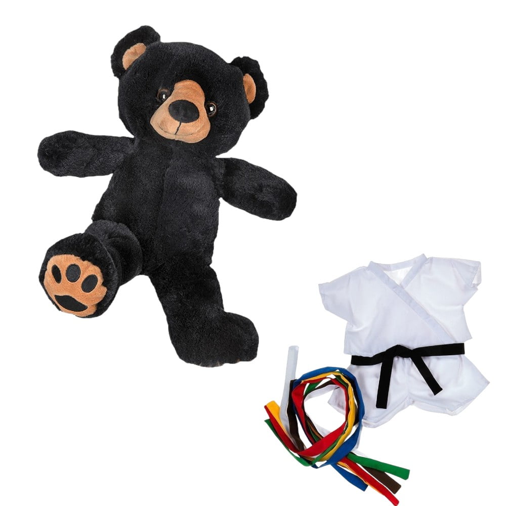Plush Gear Black Bear Plush Toy in Karate Uniform, 8 Inch Soft Martial ...