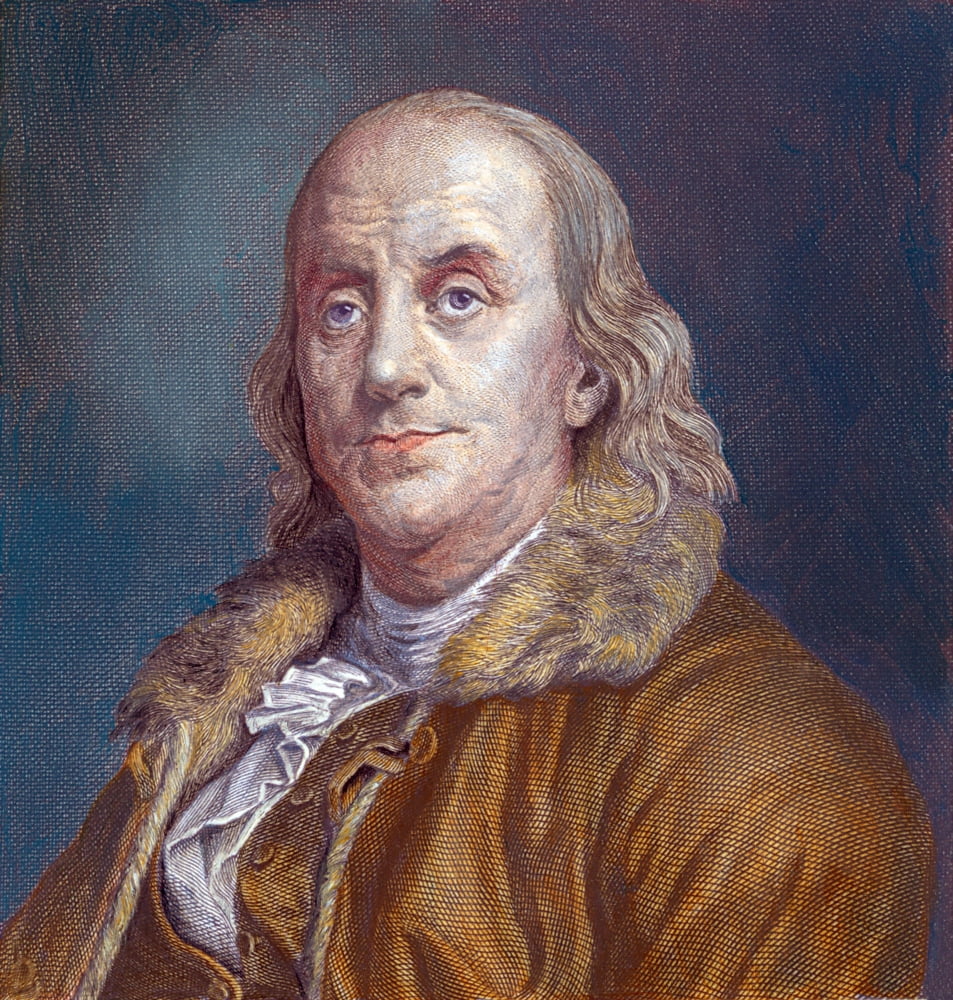 Benjamin Franklin (1706-1790) In 1883 Portrait. Franklin Did Not Wear ...