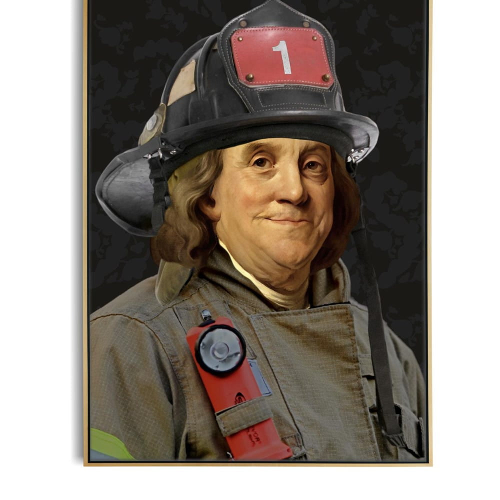 Benjamin Franklin Firefighter Wall Art: Political Decor Poster For Fire ...