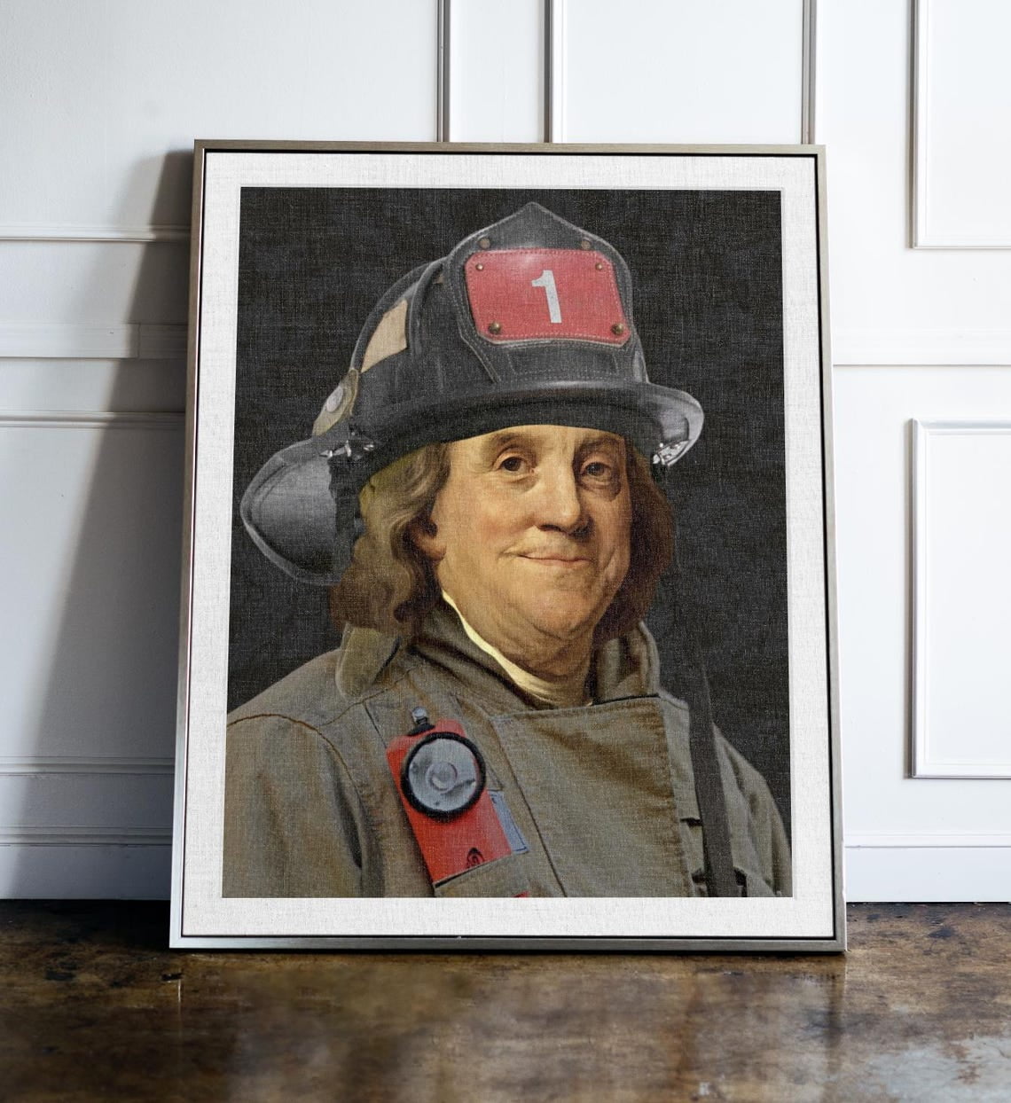 Benjamin Franklin Fireman Art Print: Unique Firefighter Gift, Humorous ...