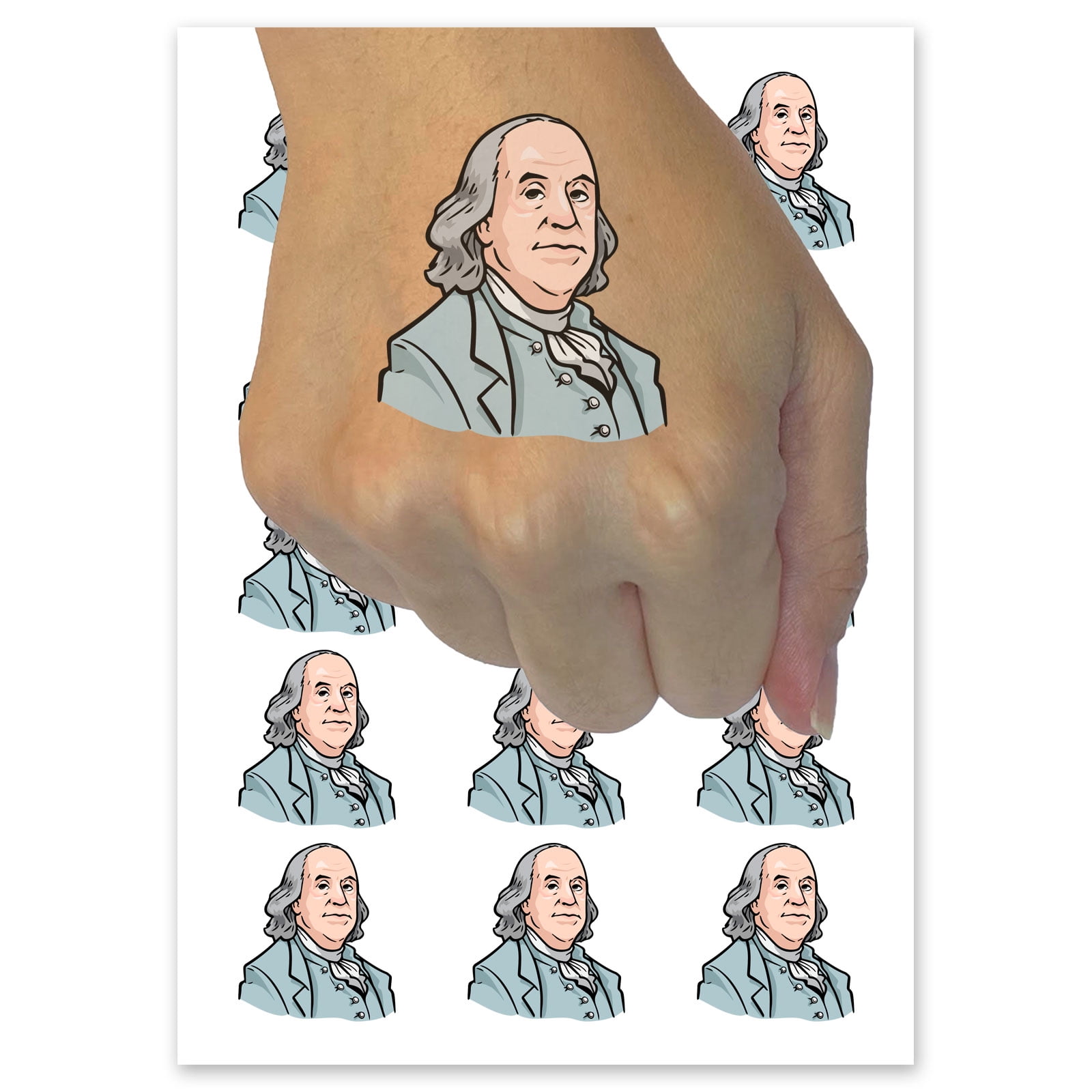 Benjamin Franklin Historical Figure Temporary Tattoo Water Resistant ...