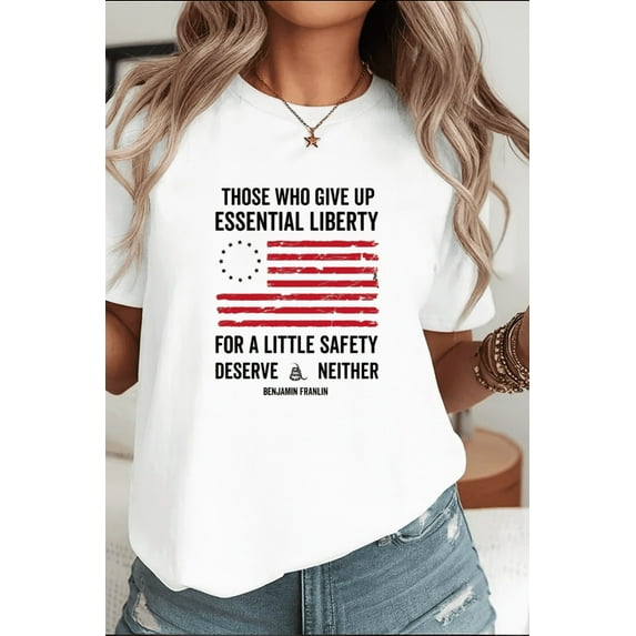 Benjamin Franklin Liberty Safety Freedom Historical Quote Unisex T ...