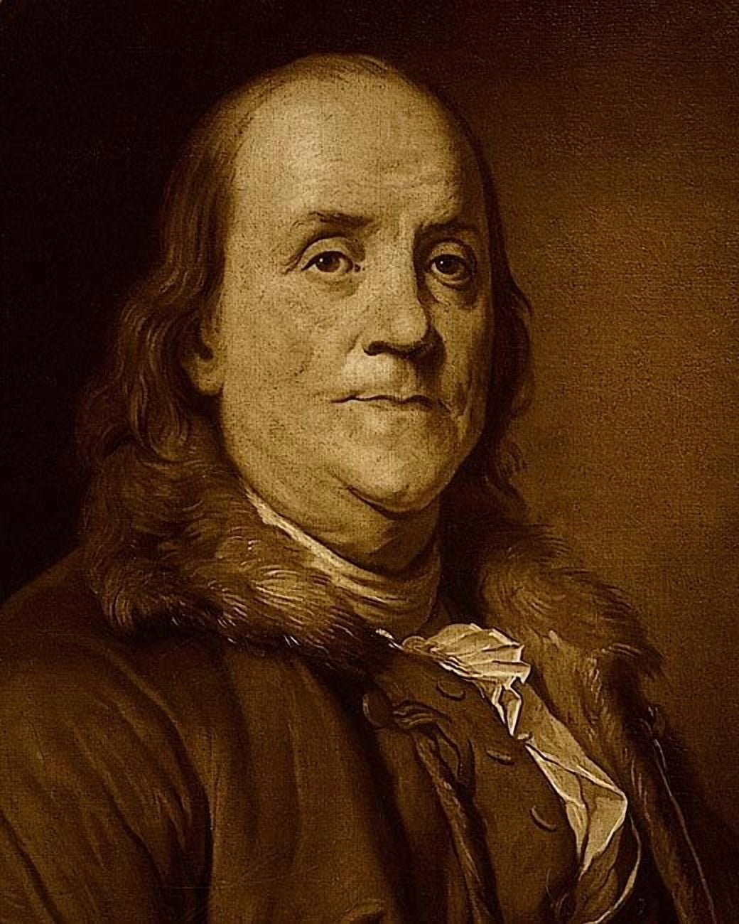 Benjamin Franklin Painting Wearing Fur - 24x36 Inch Laminated Aviation ...