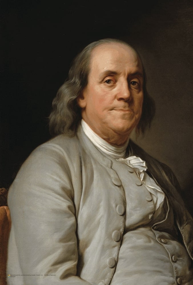Benjamin Franklin Portrait Mini Poster 12" x 18" - Walmart.com