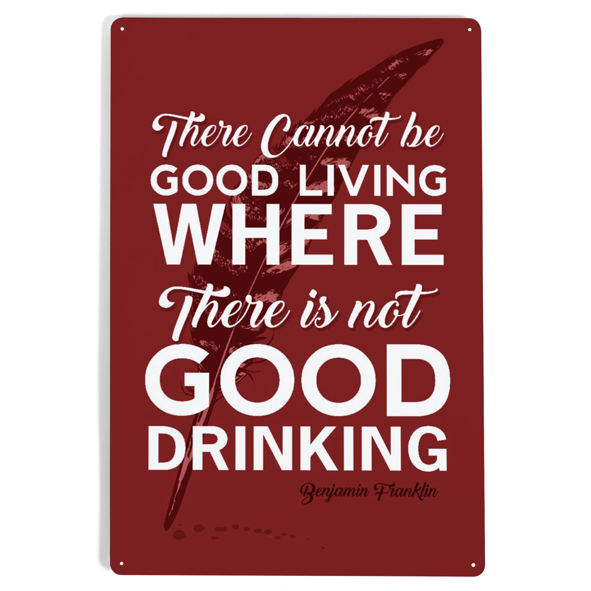 Benjamin Franklin Quote, Good Living, Good Drinking, Red (12x18 ...