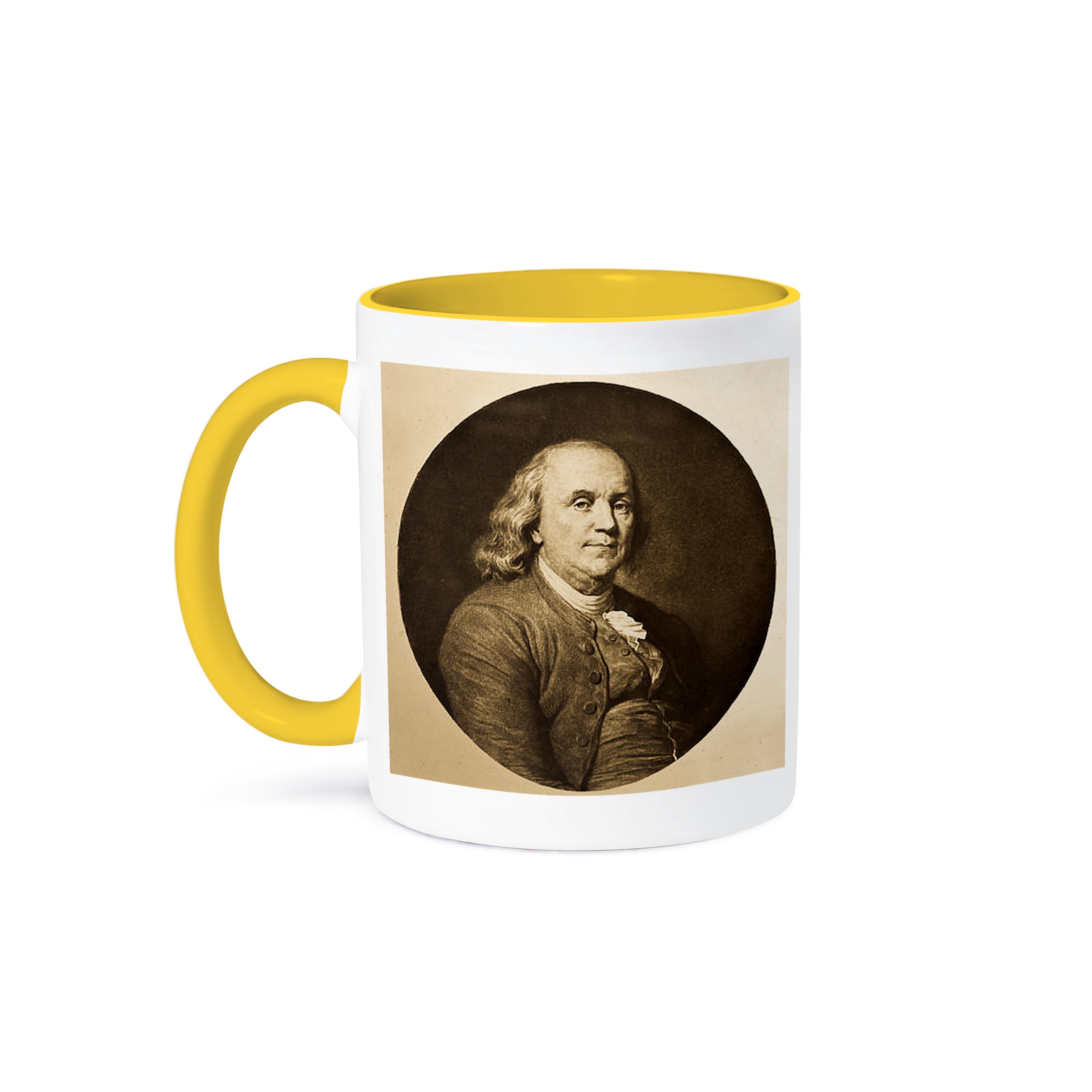 Benjamin Franklin Sepia, 15oz Two-Tone Yellow Mug - Walmart.com