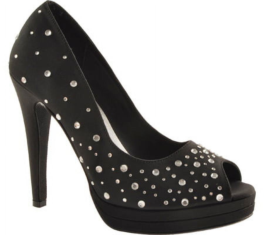 Benjamin Walk 392MO_05.5 Cyndi Shoes in Black Satin with Rhinestone ...