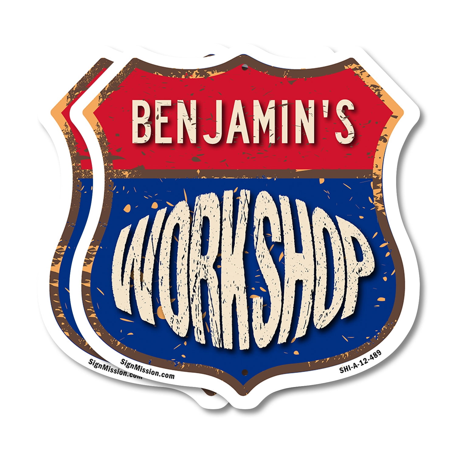 Benjamin's Workshop (2 Pack) 12 inch X 12 inch Shield Shaped Commercial ...