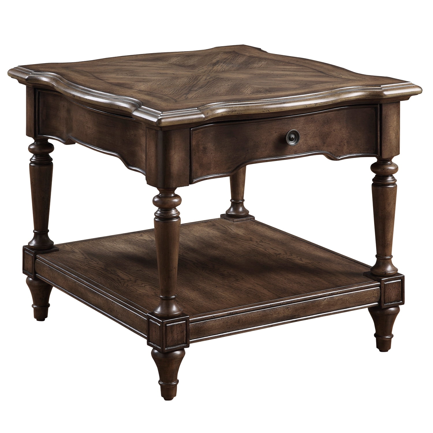 Benjara 1 Drawer End Table with Open Bottom Shelf and Turned Feet ...