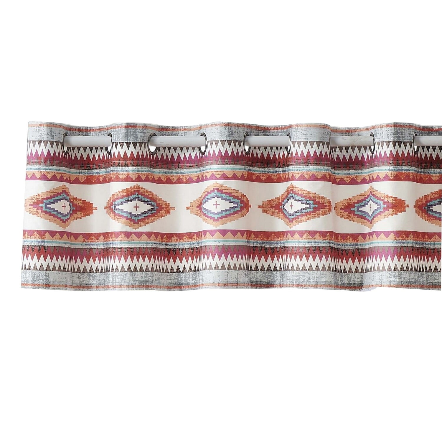 Benjara Pimi 16 x 84 Window Valance, Metallic Grommet, Southwest Print ...