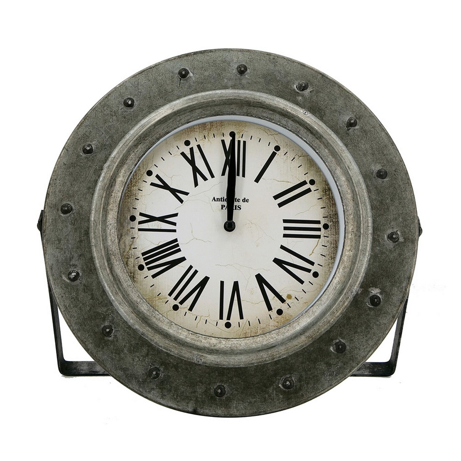 Benjara 11 in. Roman Numeral Dial & Stud Accents Round Desk Clock ...