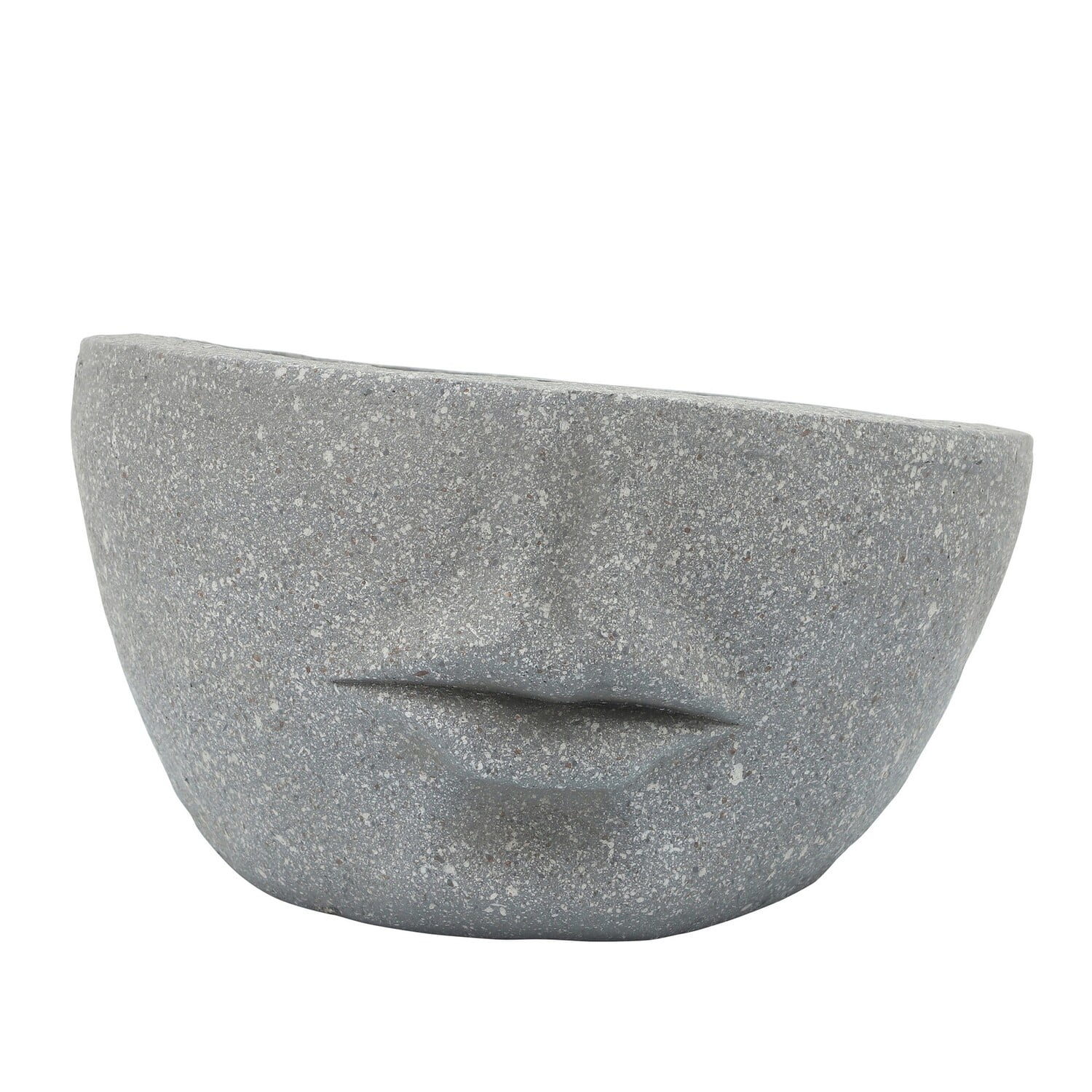 Benjara 12 Inch Slanted Half Human Face Resin Planter, Gray - Walmart.com