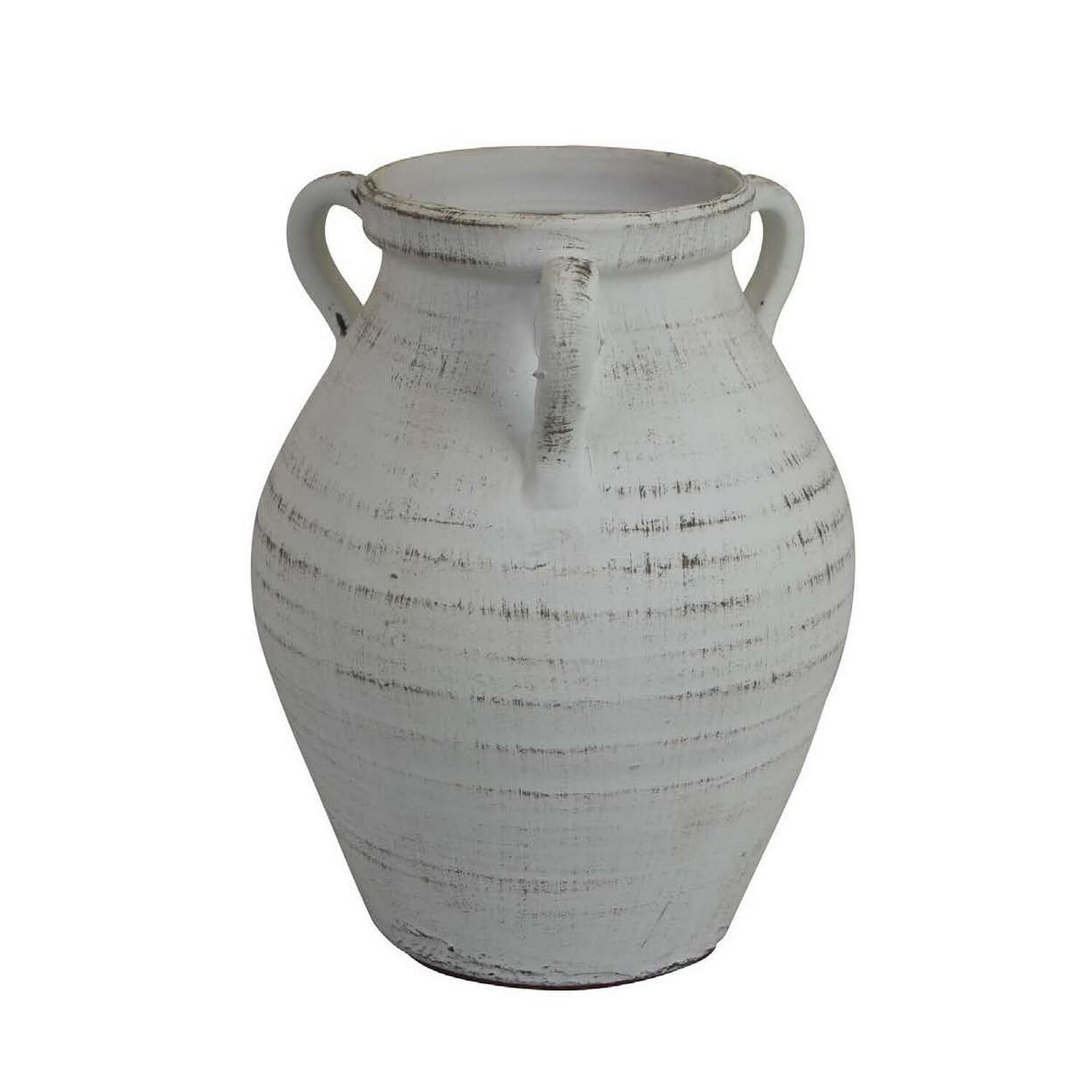 Gri 12 Inch Vase, Classic Urn Shape, 3 Handles, White, Transitional ...