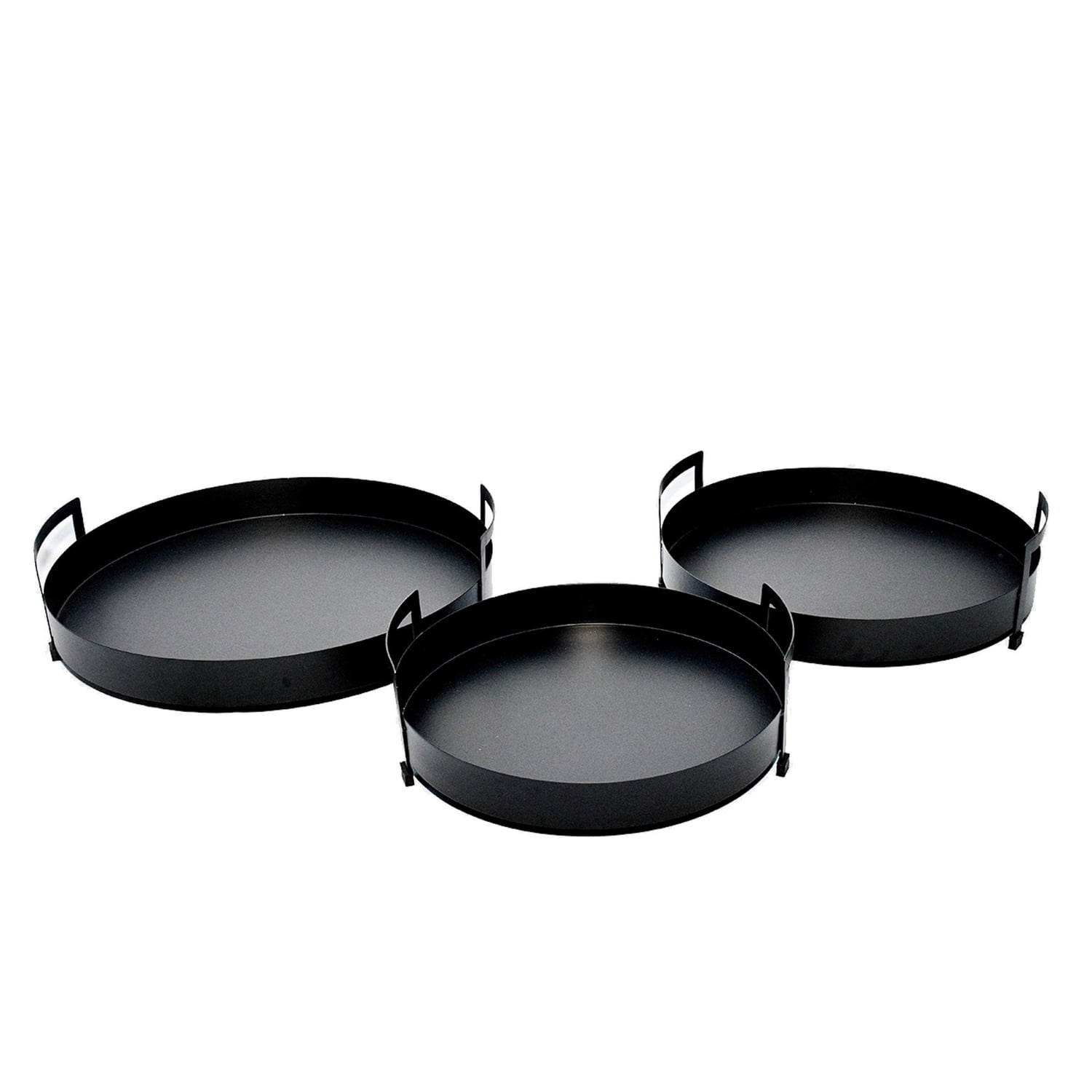 Benjara 15, 17, 18 Inch Trays with Handles, Set of 3, Round, Raised ...