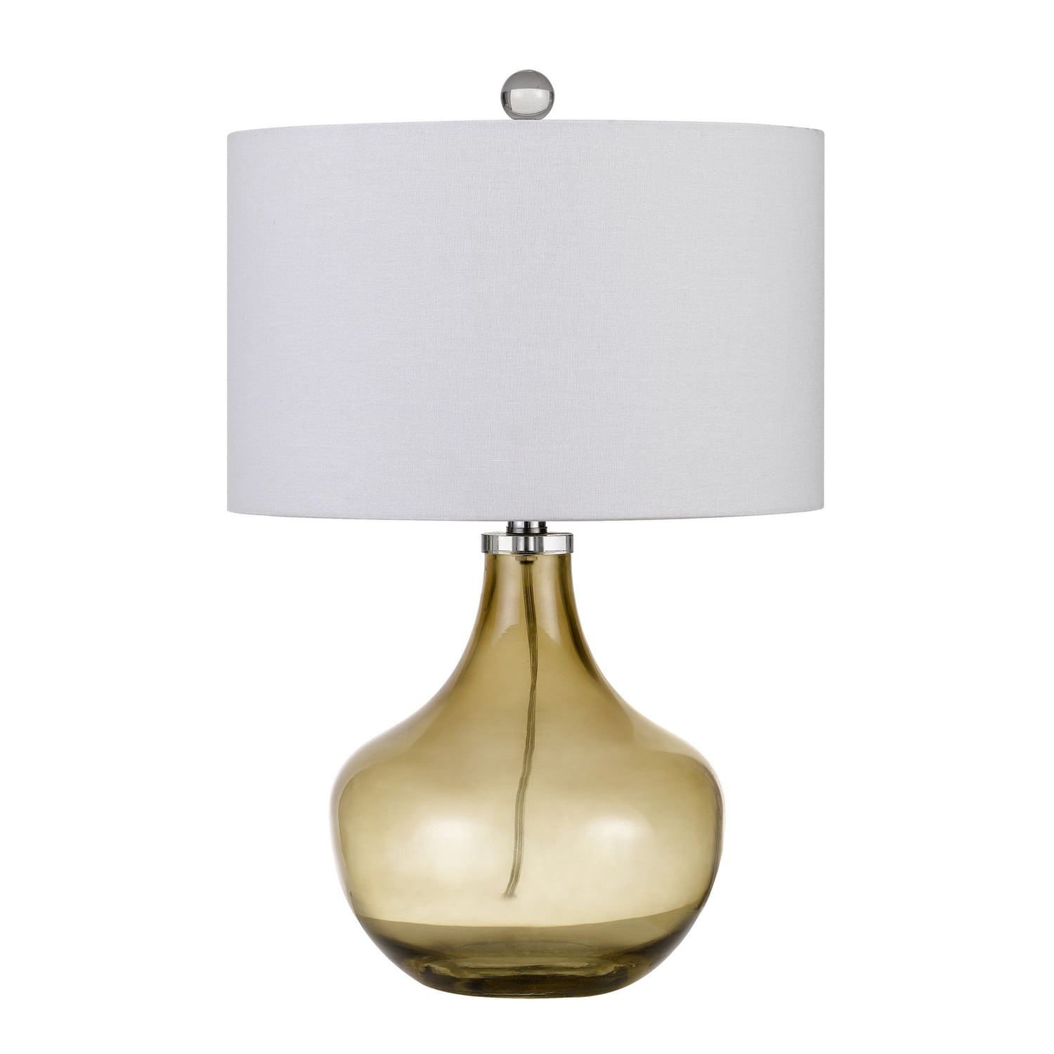 Benjara 150 Watt Stout Glass Base Table Lamp with Hardback Shade, White ...