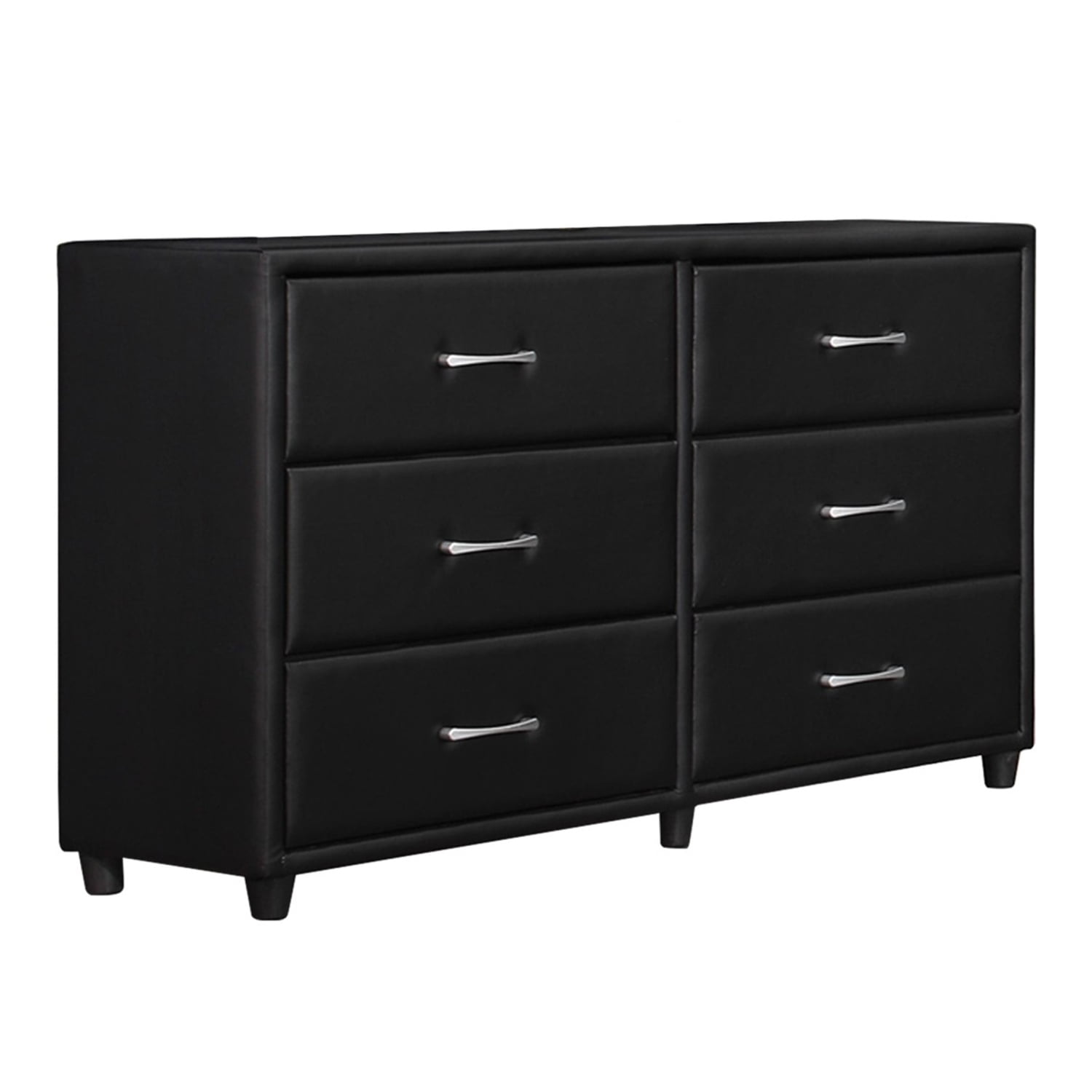 Benjara 16" Transitional Wood and PVC Dresser with 6 Drawers in Black ...