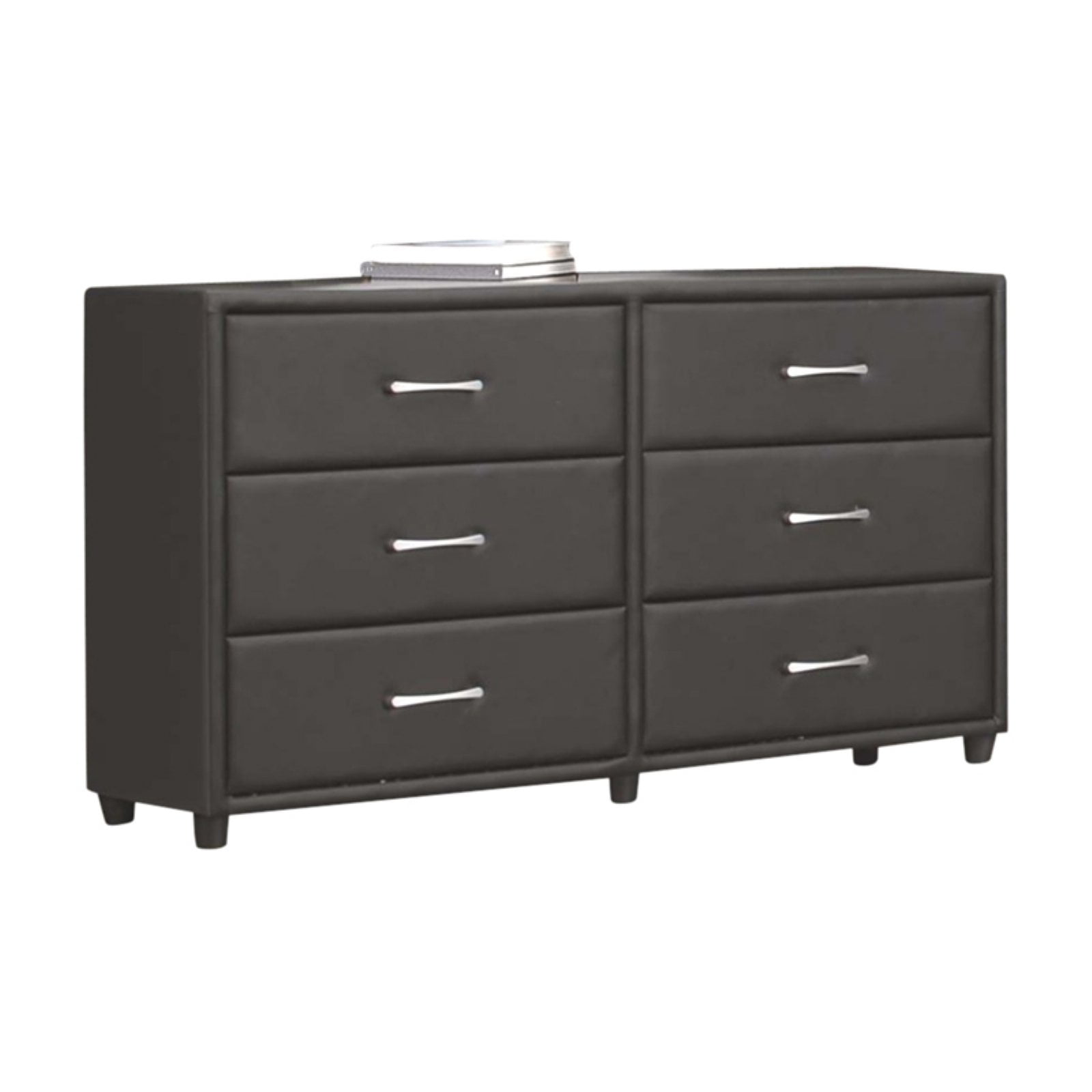 Benjara 16" Transitional Wood and PVC Dresser with 6 Drawers in Black ...