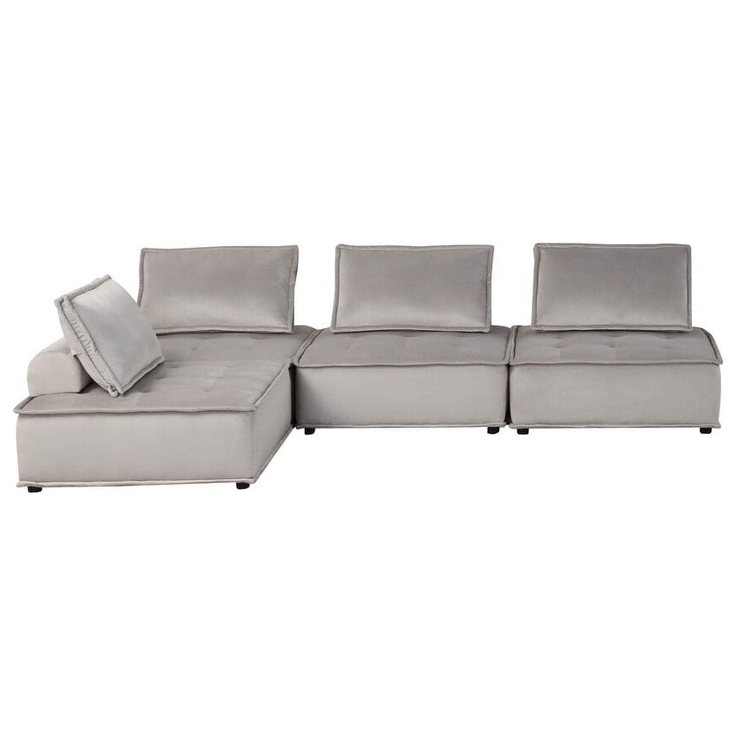 Benjara Alaya 160 Inch 4 PIece Modular Sofa, Tufted Seating, Gray ...