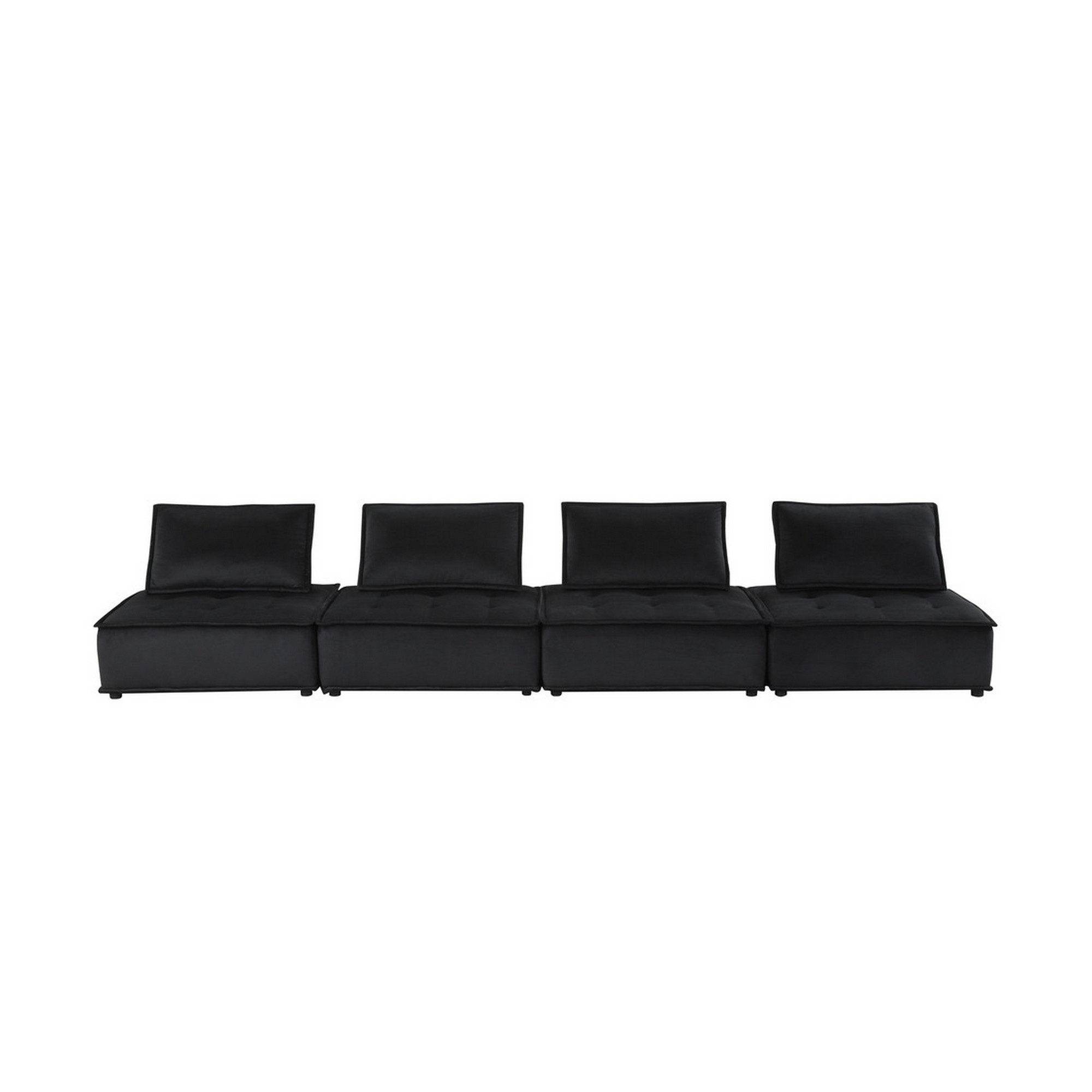 Alaya 160 Inch 4 Piece Modular Sofa, Tufted Soft Black Velvet - Walmart.com