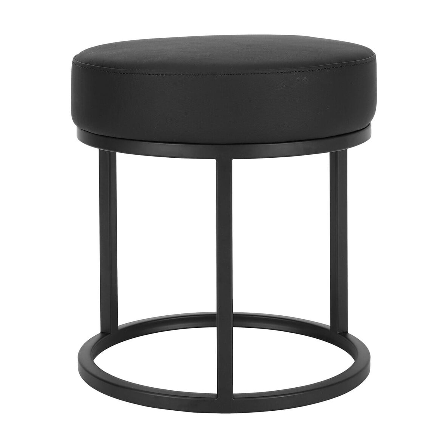 Benjara 18" Accent Stool Ottoman- Round Seat- Open Metal Frame- Black ...