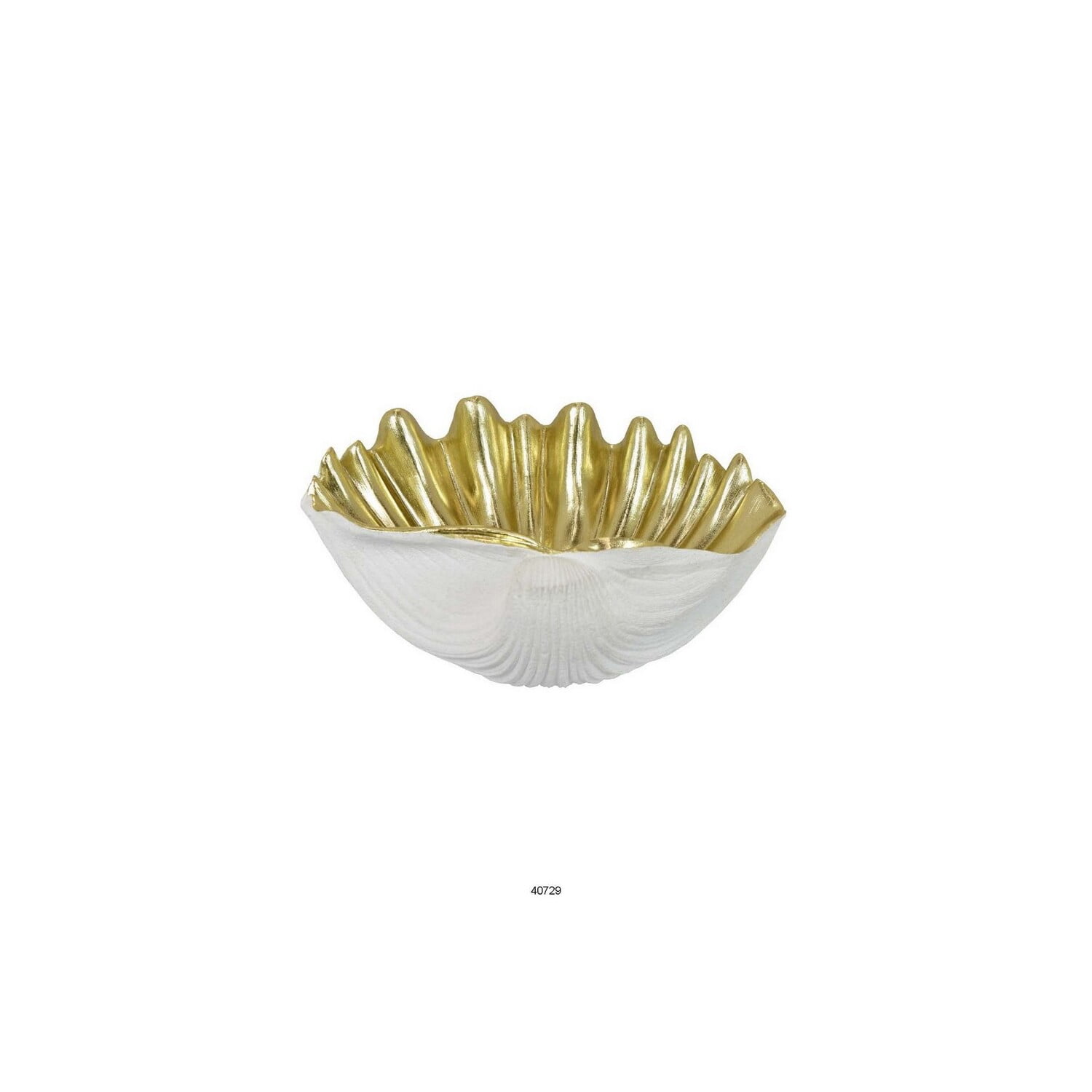 Benjara 18 Inch Decorative Shell Bowl, Gold Details and Delicate Folds ...