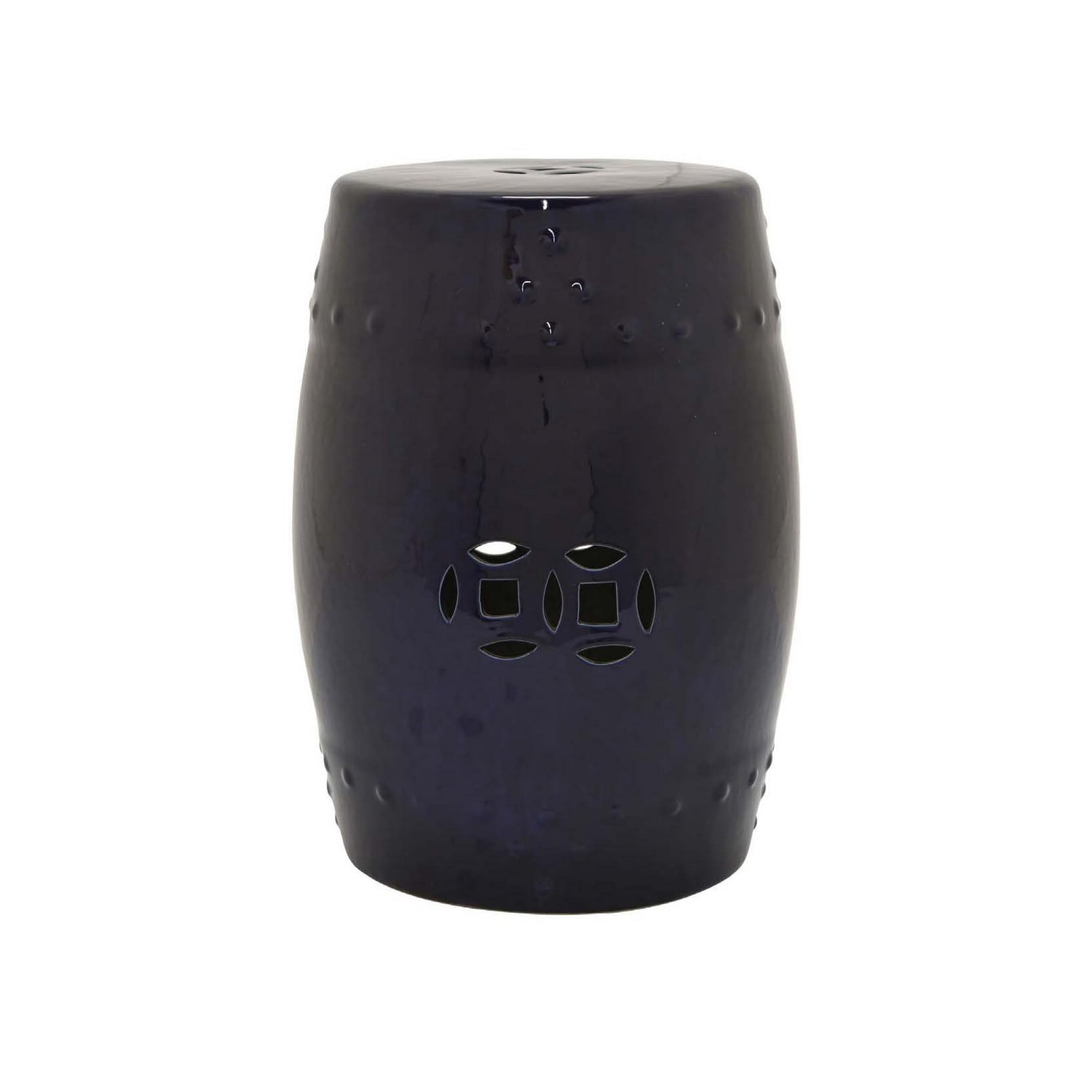 Benjara 18 Inch Plant Stand, Ceramic, Geometric Cutout Design, Curved ...