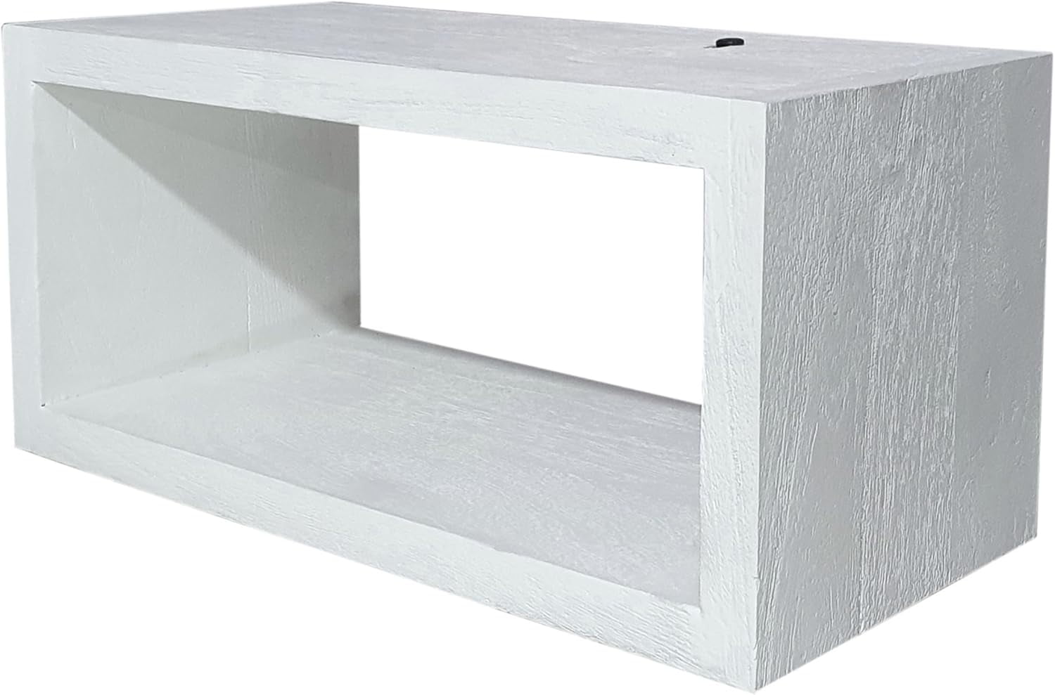 Benjara 18 Inch Rectangular Wall Shelf, Wood Frame, Washed Finish ...