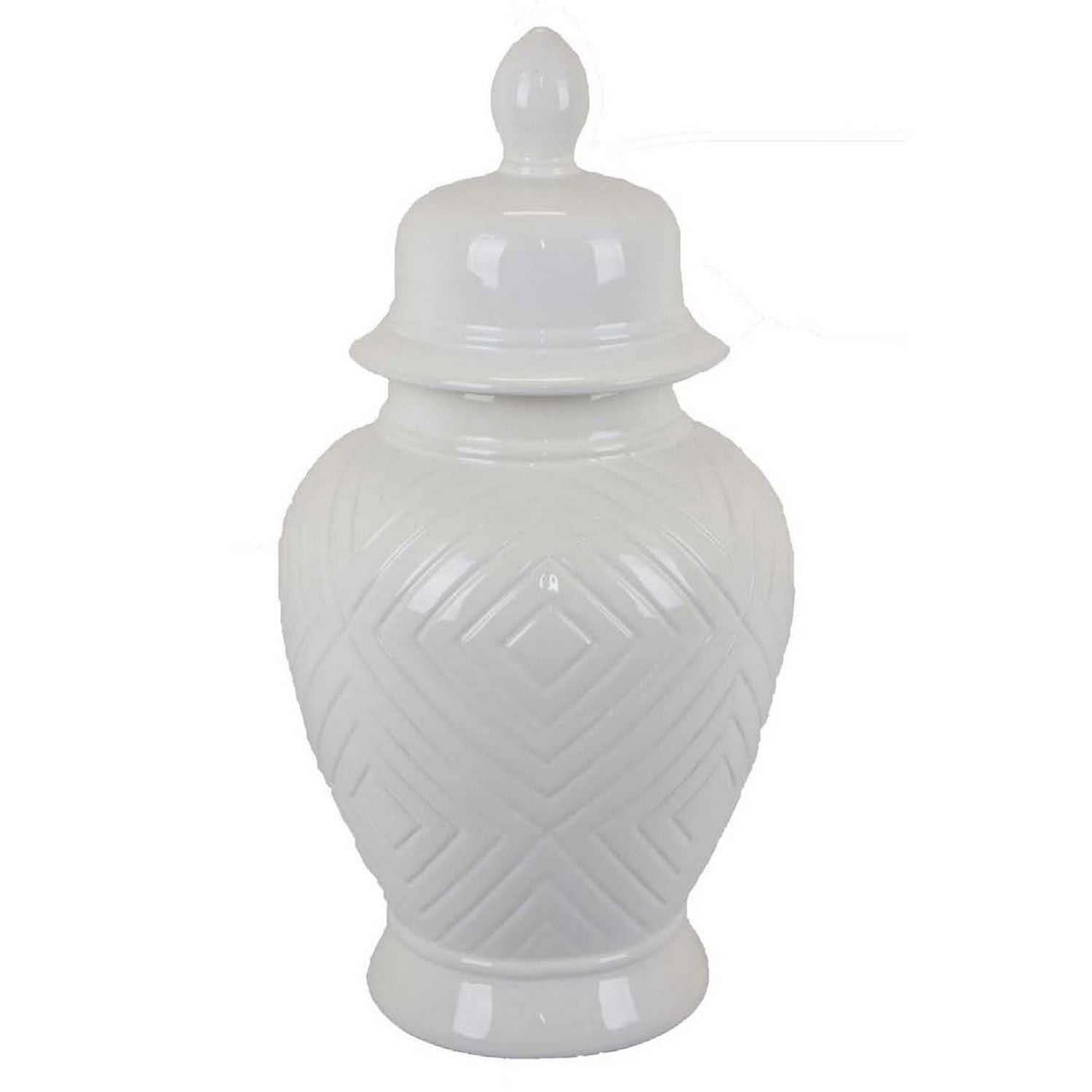 Benjara 18 Inch Temple Ginger Jar with Dome Lid Geometric Design ...