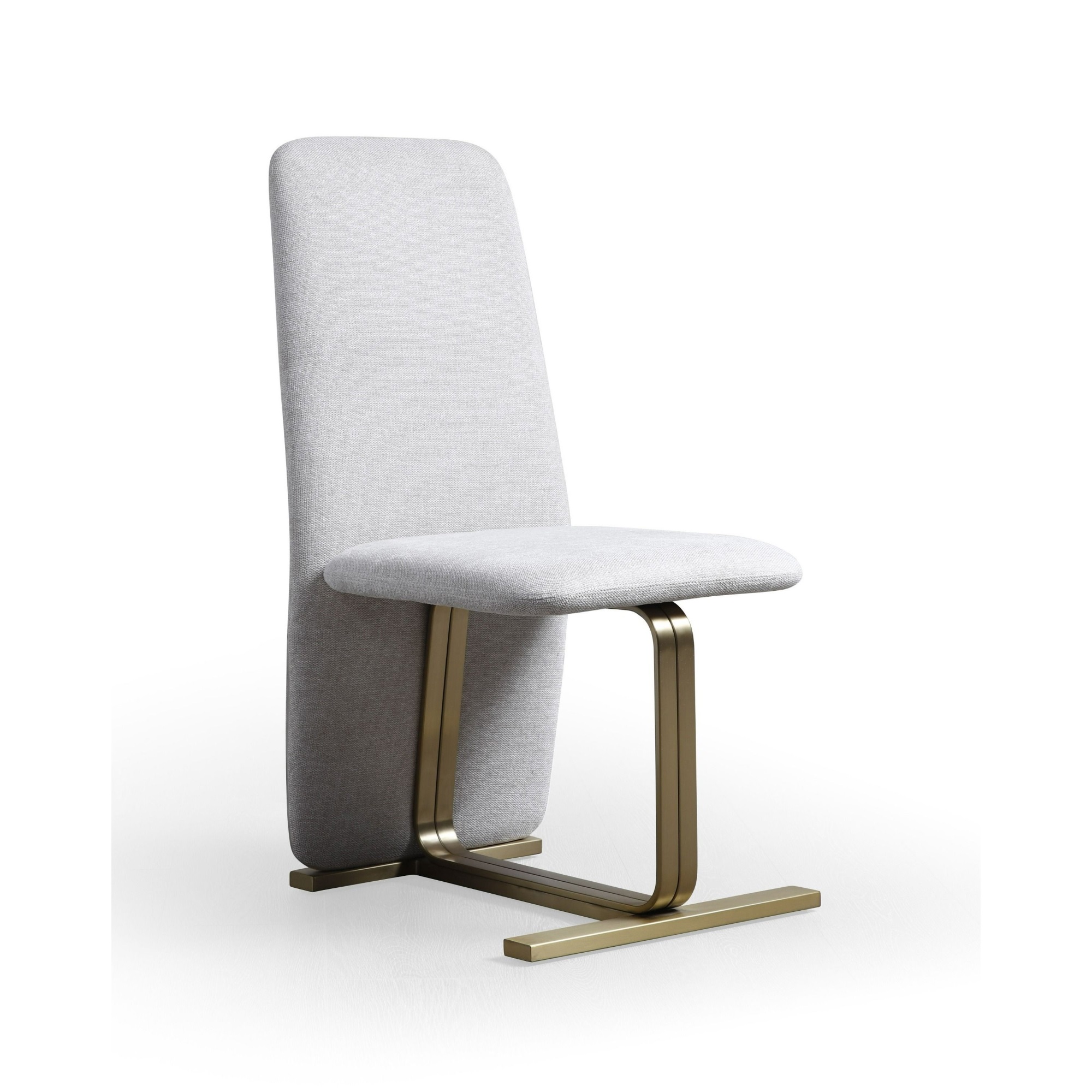 Cid Jim 19 Inch Dining Chair Set of 2, Gray Linen, Brushed Brass Steel ...