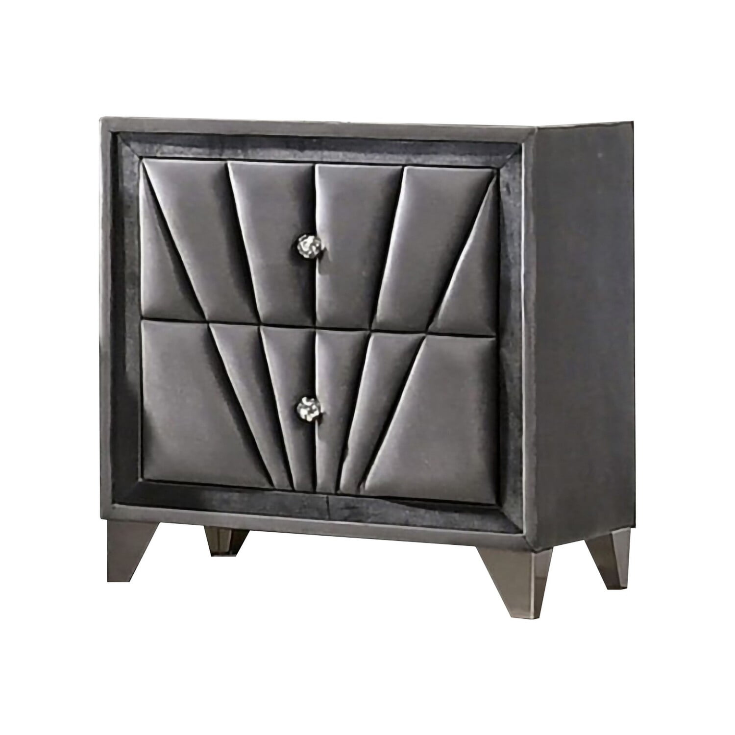 Benjara 2 Drawer Fabric Frame Nightstand with Tufted Accent, Gray ...