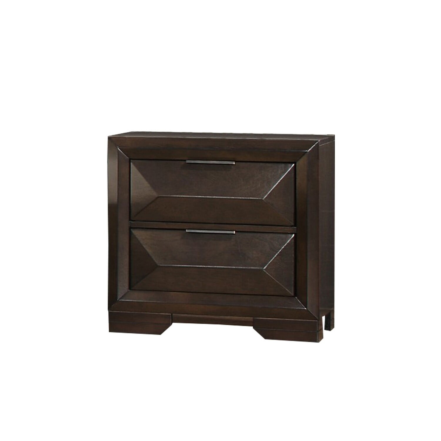 Benjara 2 Drawer Modern Wooden Nightstand with Raised Front Panel, Dark ...