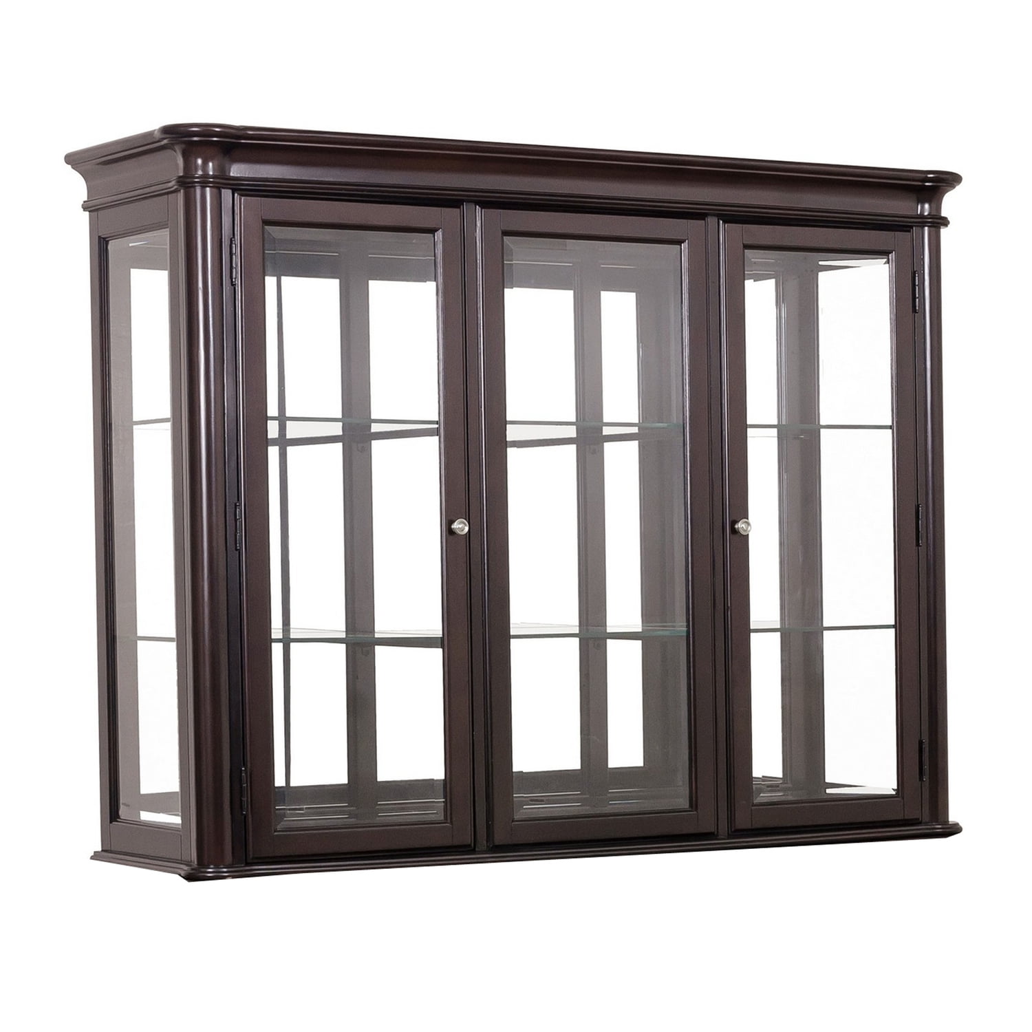 Benjara 2 Glass Door Transitional Wooden Hutch with Inside Shelves ...