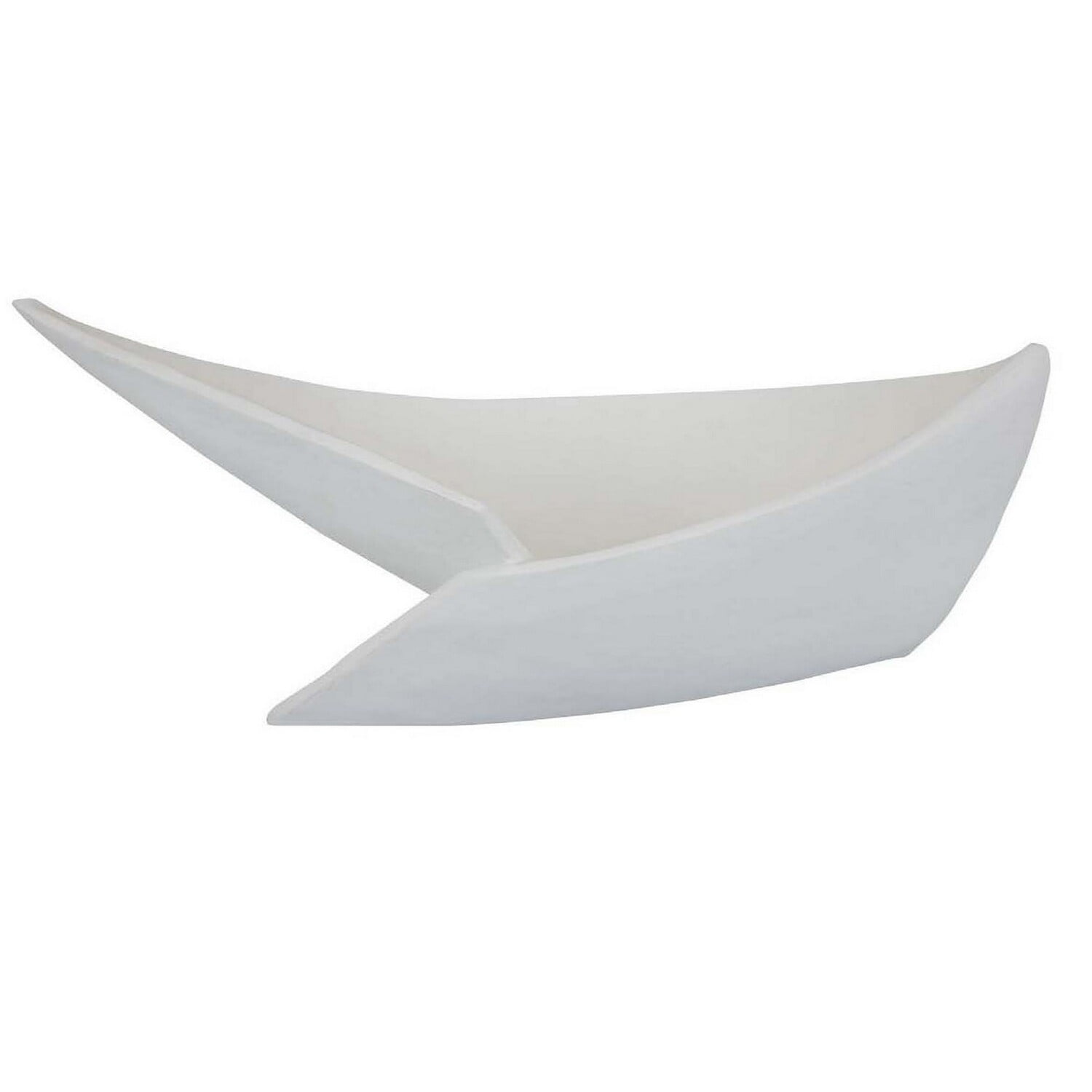 20 Inch Decorative Bowl, Pointed Edges, Asymmetric Shape, White Resin ...