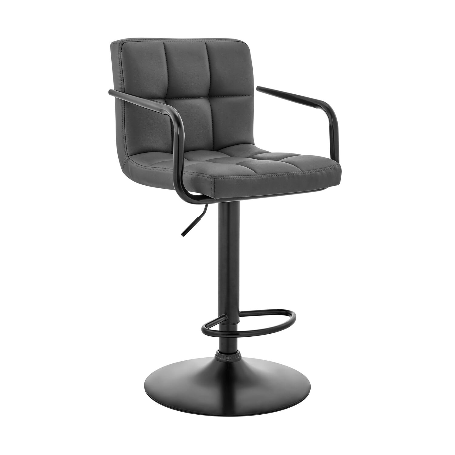 20 Inch Metal and Leatherette Swivel Bar Stool, Black - Saltoro Sherpi ...